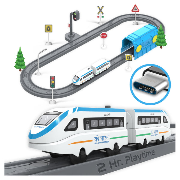 BOOGYWOOGY Train Set TYPE-C Rechargeable Engine | Toy Trainset 49pcs