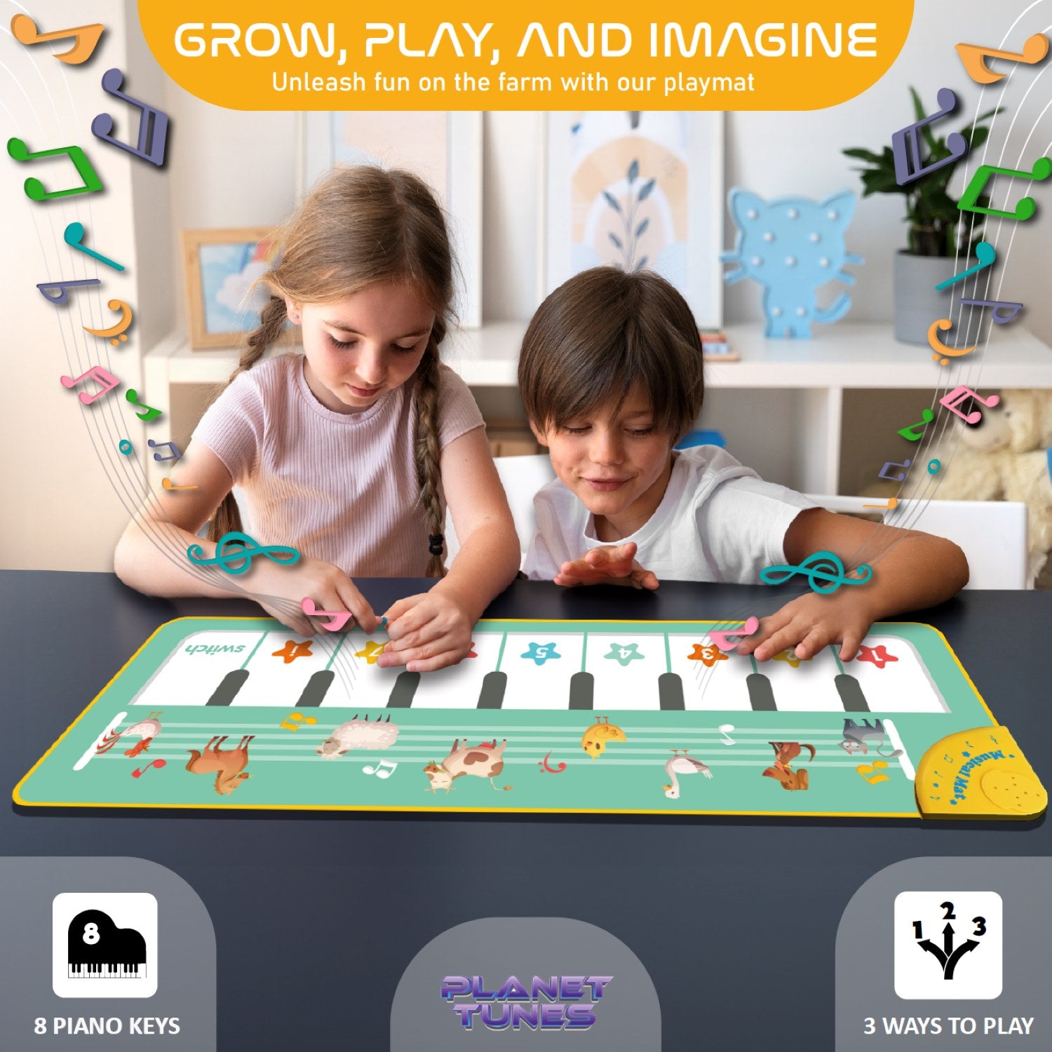 3 in 1 Rock N Roll Musical Piano Playmat for Kids 3 Years+|PLANETTUNES®