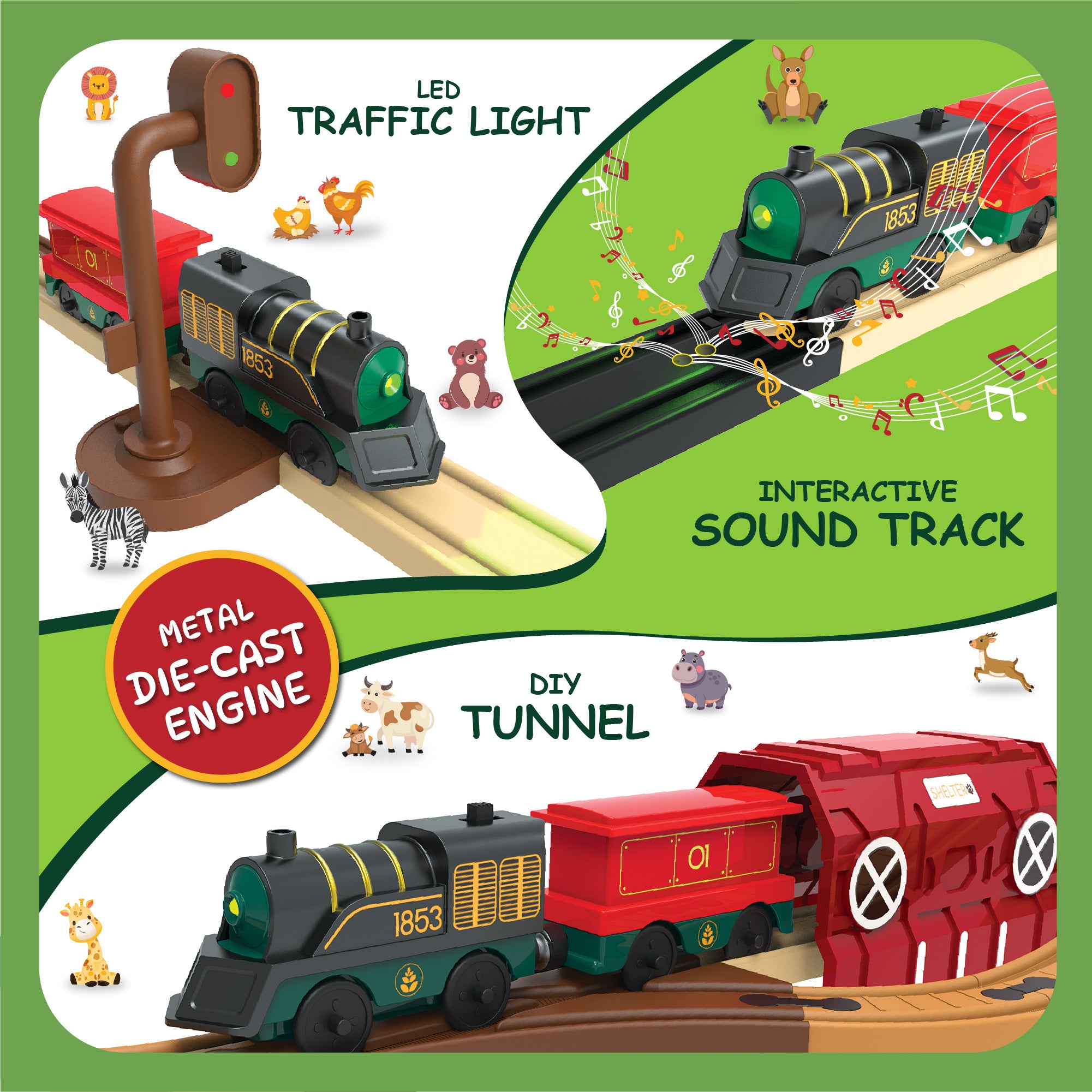 BOOGYWOOGY 81-Piece Jungle Magnetic Train Set for Kids – STEM Toy ...
